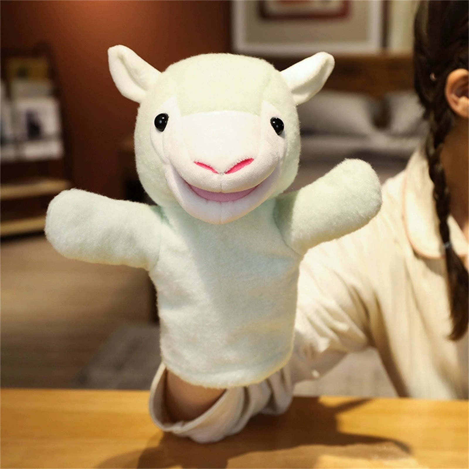Animal Hand Puppets with Movable Mouth Cartoon Sheep Stuffed Animal ...