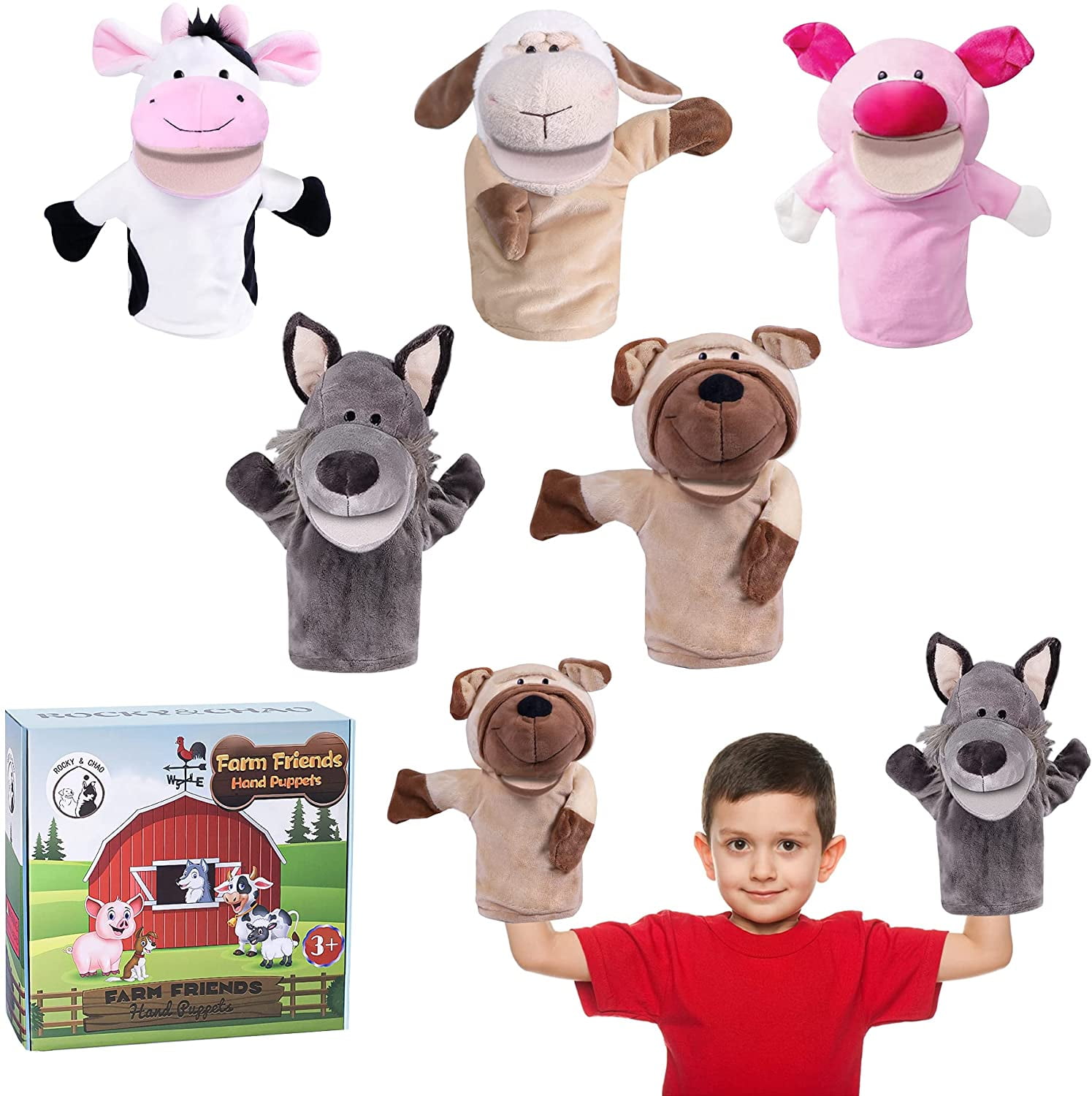 Animal Hand Puppets for Kids, Wildlife Theme Puppets Dolls with Movable ...