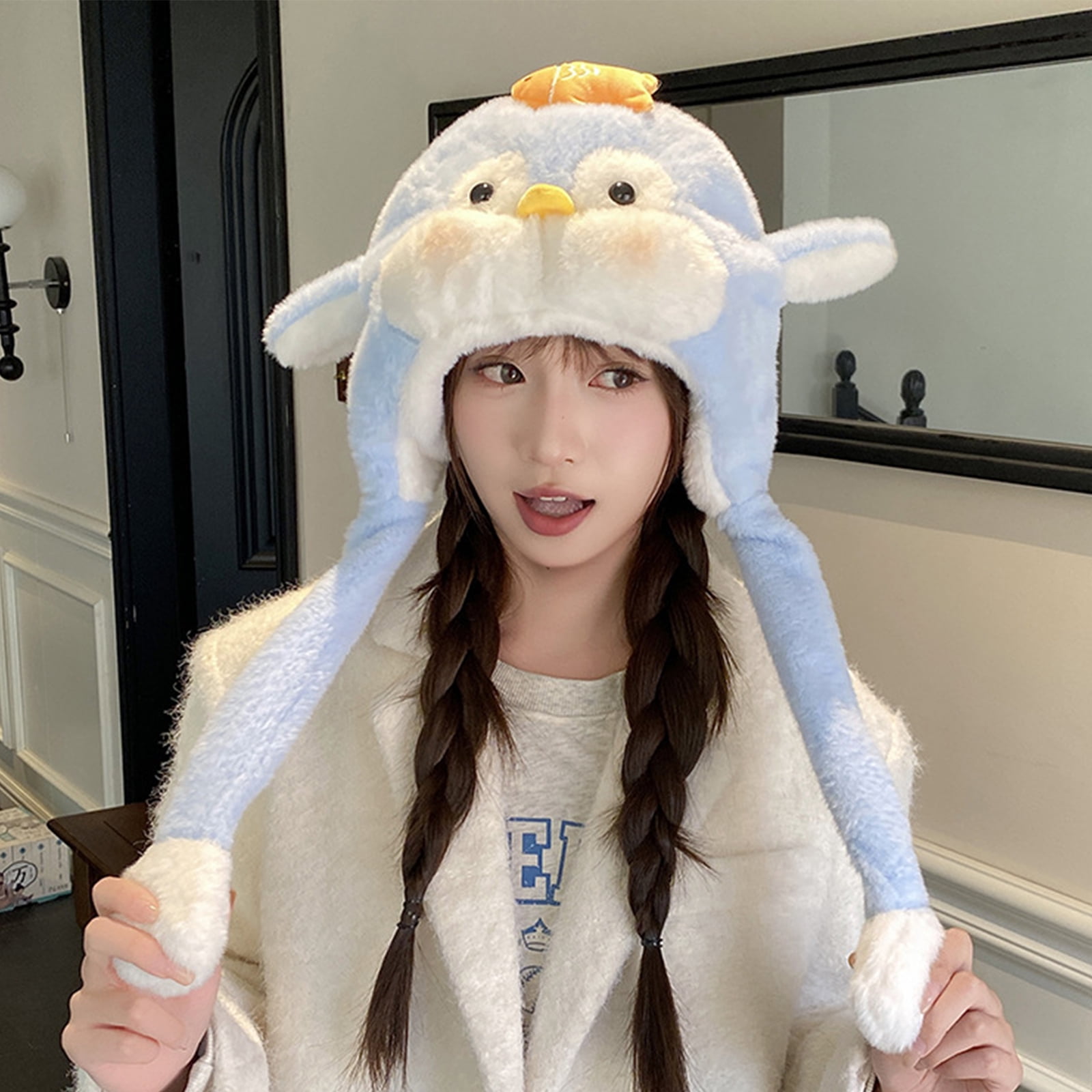Animal Hat with Ears Moving Jumping Pop Up Beating Hat Plush Holiday ...