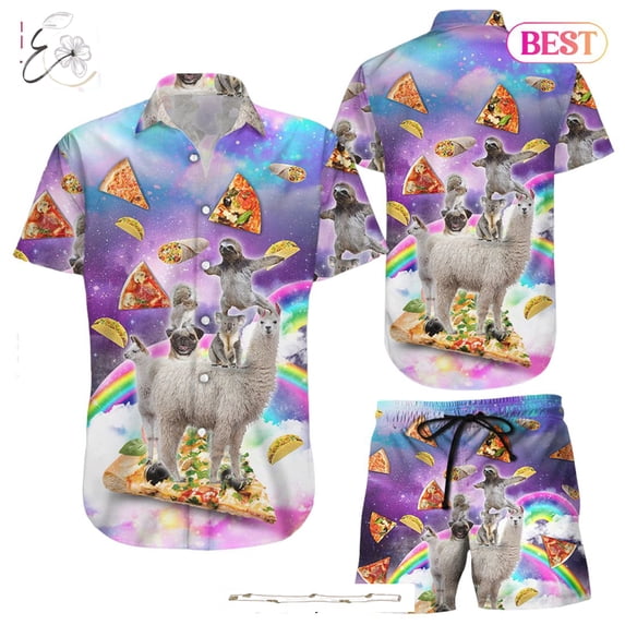 Animal Hawaiian Shirt Alpaca Bulldog Sloth Kuala Squirrel Rainbow With ...