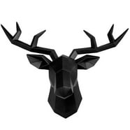 Glossy Black Faux Resin Deer Head Wall Decor with Gold Antlers for Wall ...