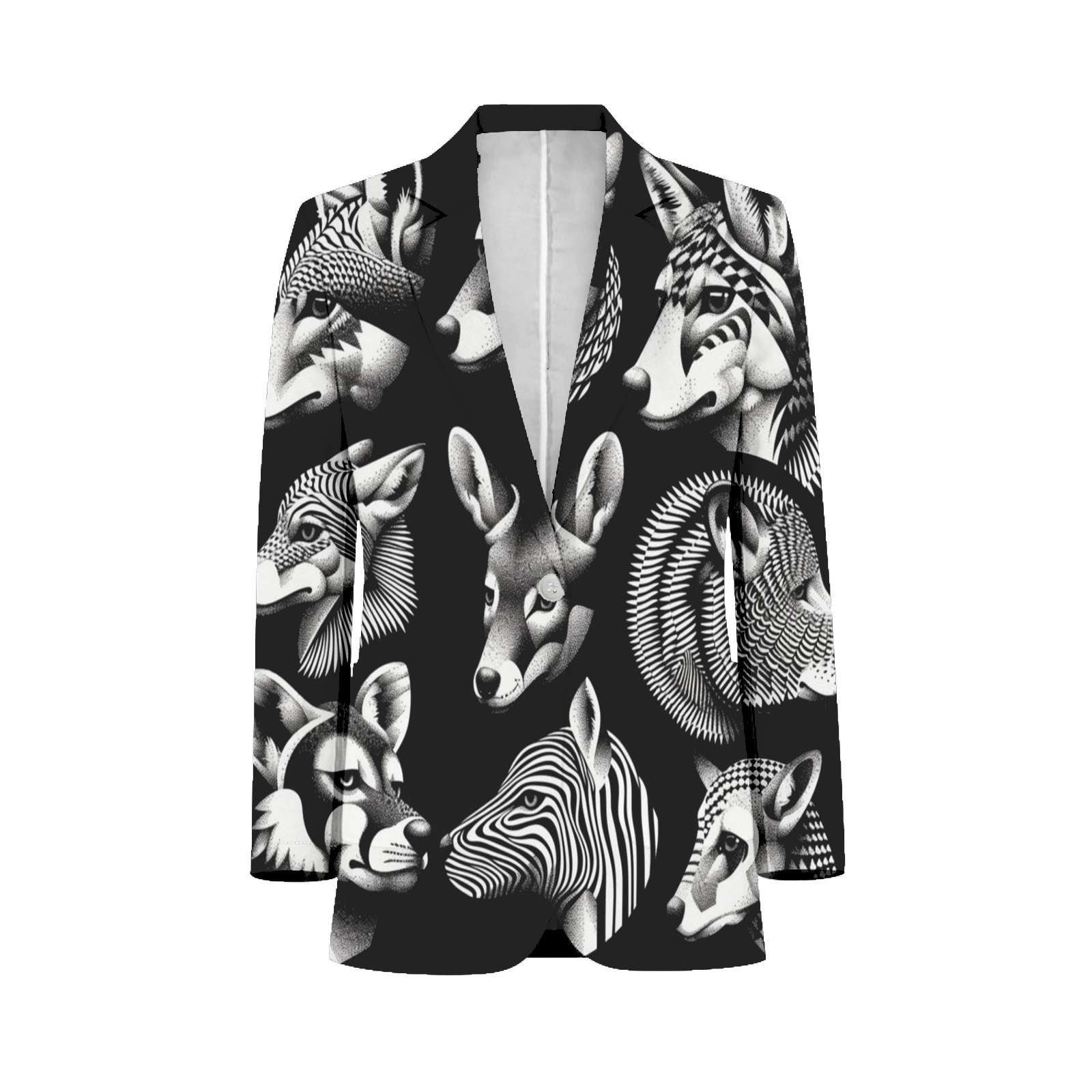 Animal Head Zebra Pattern Art Print Mens Suits Shawl Collar Slim Fit ...