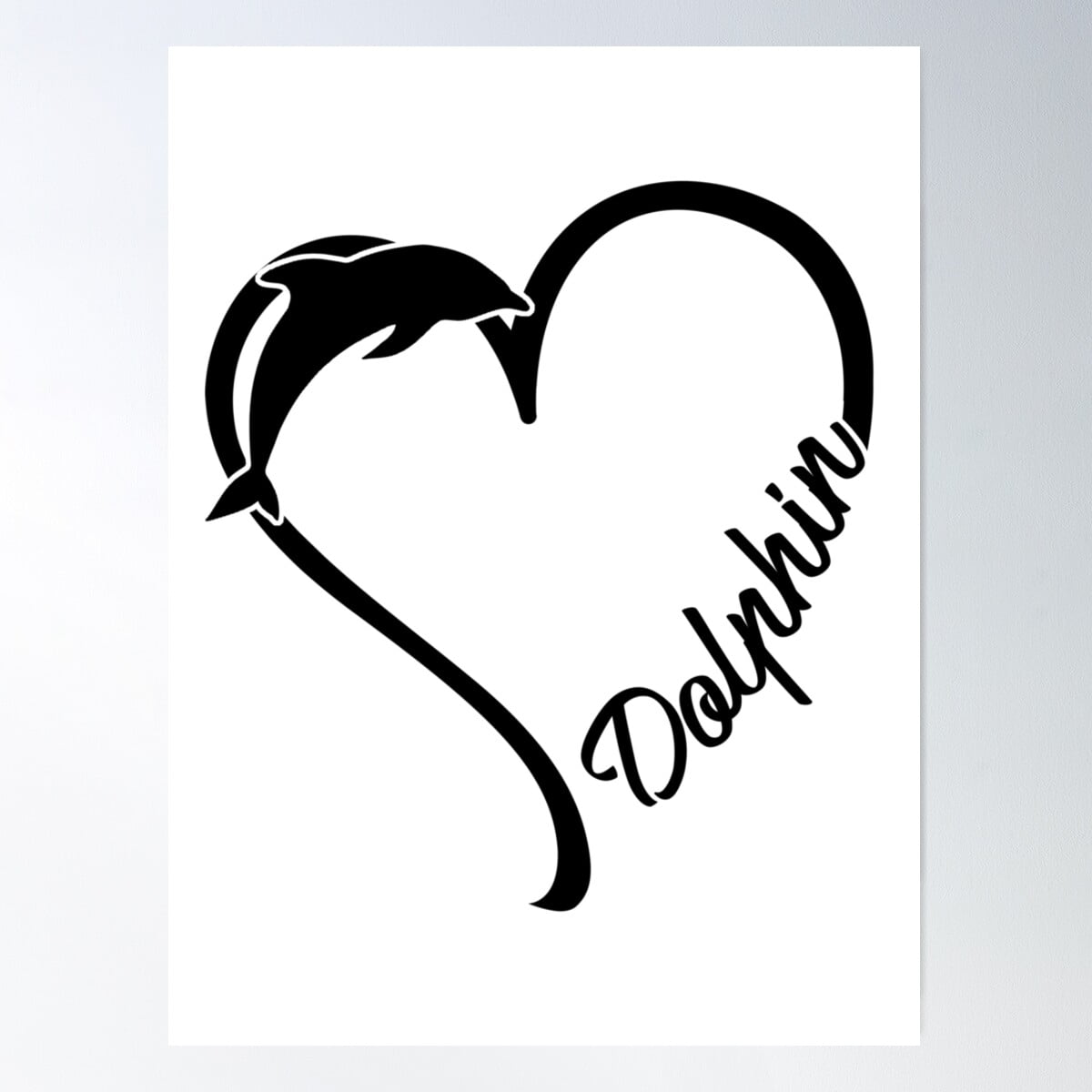 Animal Heart Dolphin Poster Wall Art Modern Wall Decor For Living Room ...