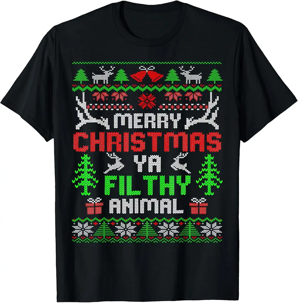 Animal Holiday Filthy Ya Funny Winter Pajama Humor Cozy Unisex T-Shirt ...