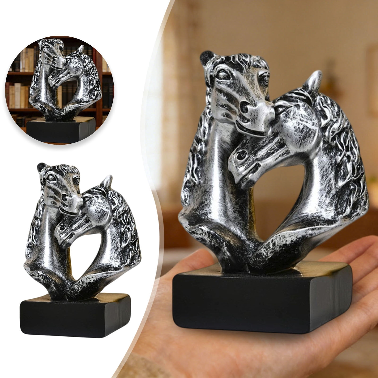 Animal Horses Head Sculpture Retro Resin Feng Shui Horses Statue 2026 ...