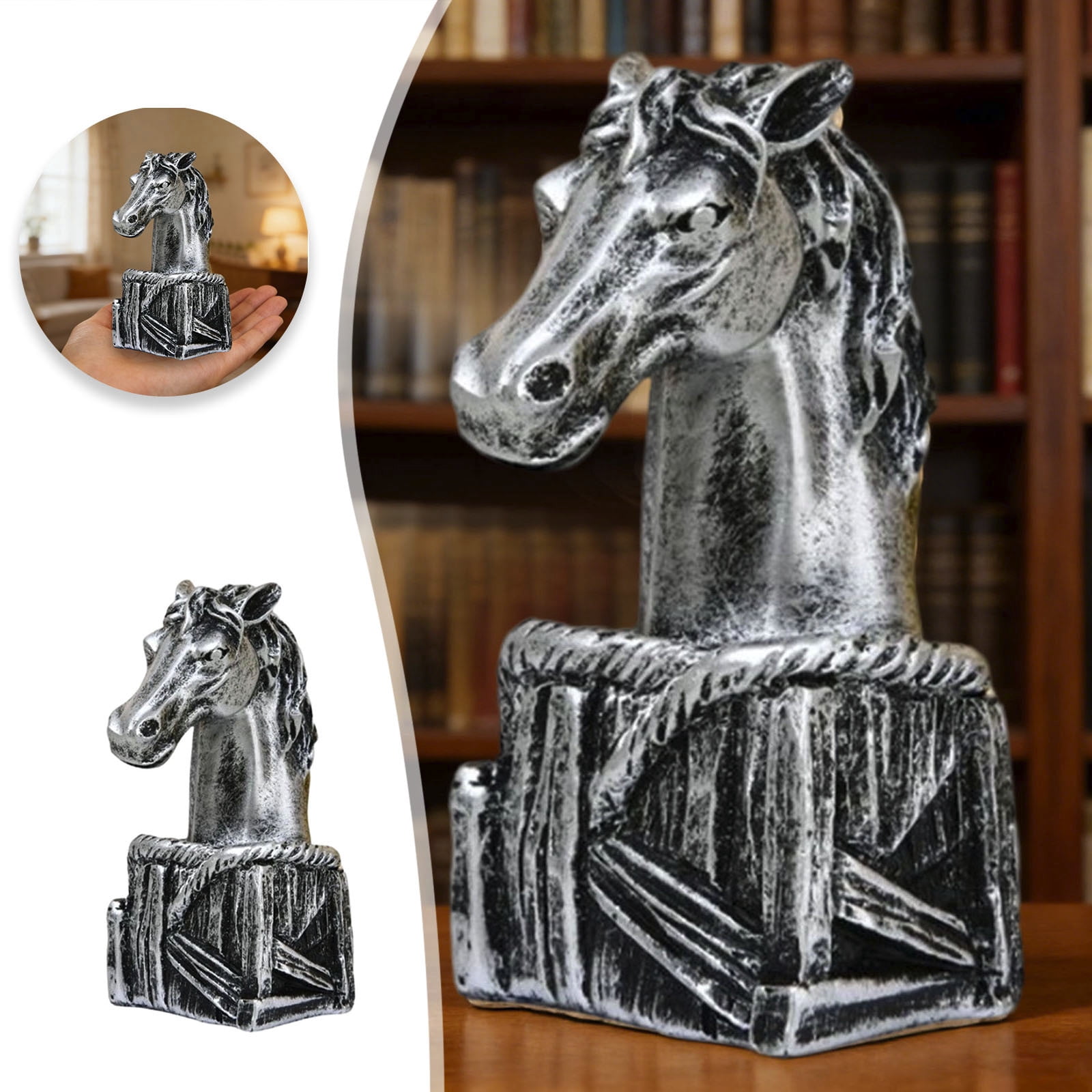Animal Horses Head Sculpture Retro Resin Feng Shui Horses Statue 2026 ...