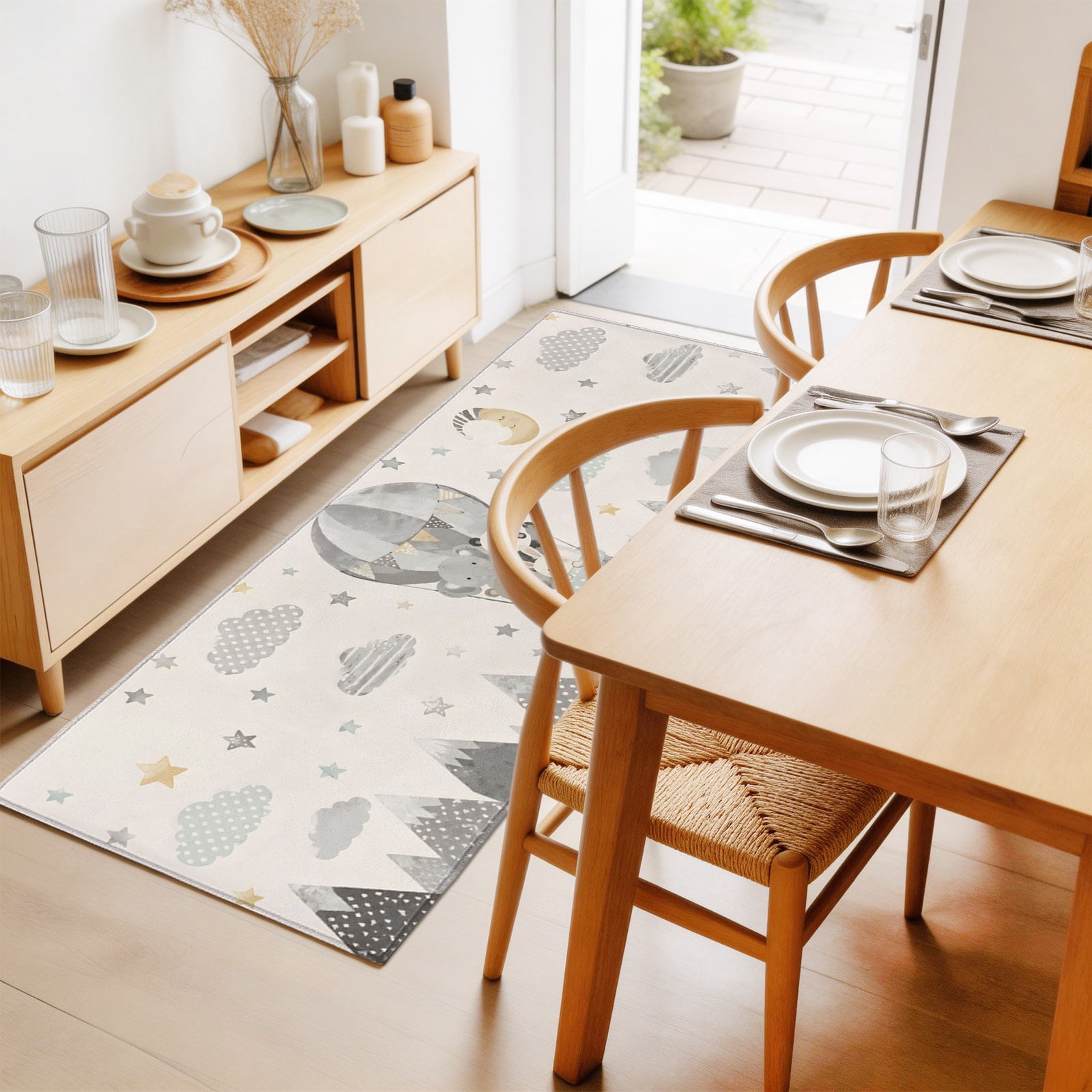 Animal Hot Air Balloon 2'x6' Runner Rug for Hallway Walkway Kitchen ...