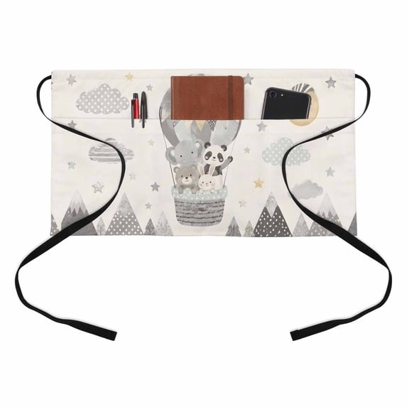 Animal Hot Air Balloon Kitchen Restaurant Half Waist Apron, Panda ...