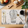 Animal Hot Air Balloon Placemats Set of 6, Panda Elephant Bear Rabbit ...