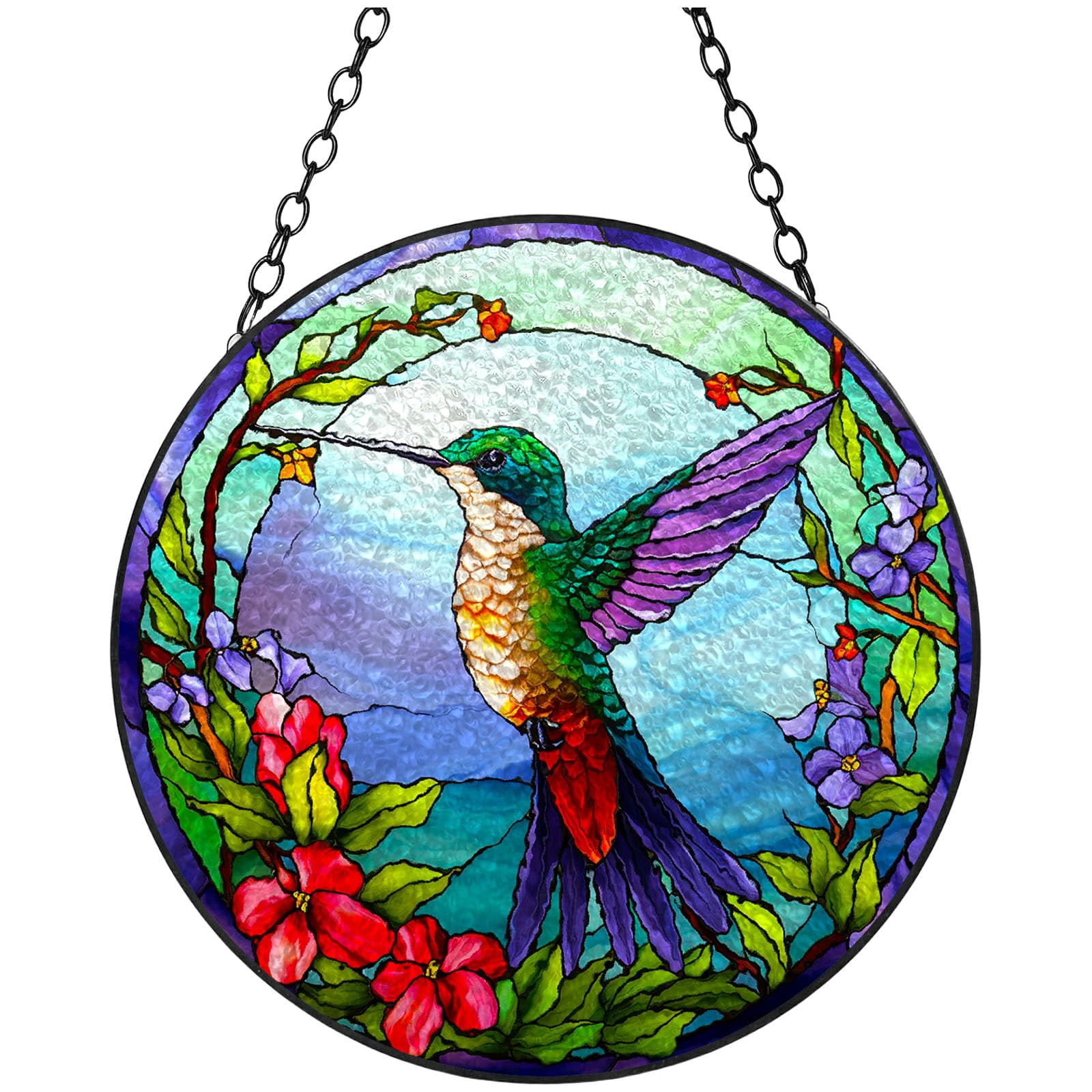 Animal Hummingbird Flower Stained Glass Suncatcher Handmade Window ...