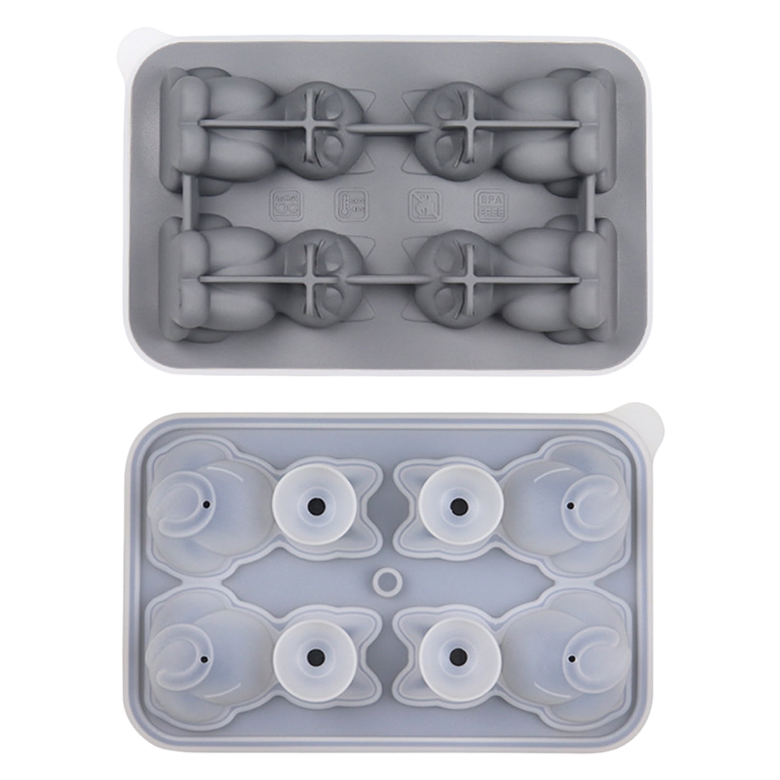 Animal Ice Cube Tray 1× Silicone Ice Molds With Lid, Flexible Silicone ...