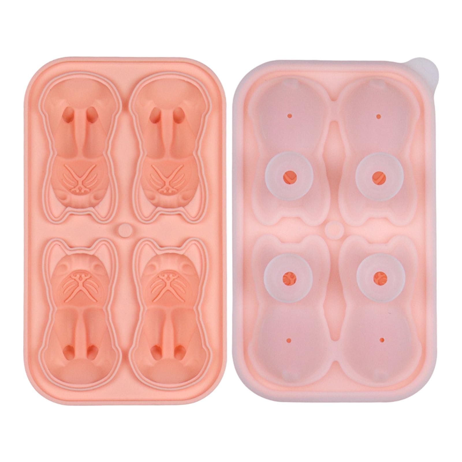 Animal Ice Cube Tray - French Bulldog & Cat Shapes, Silicone Mold For ...