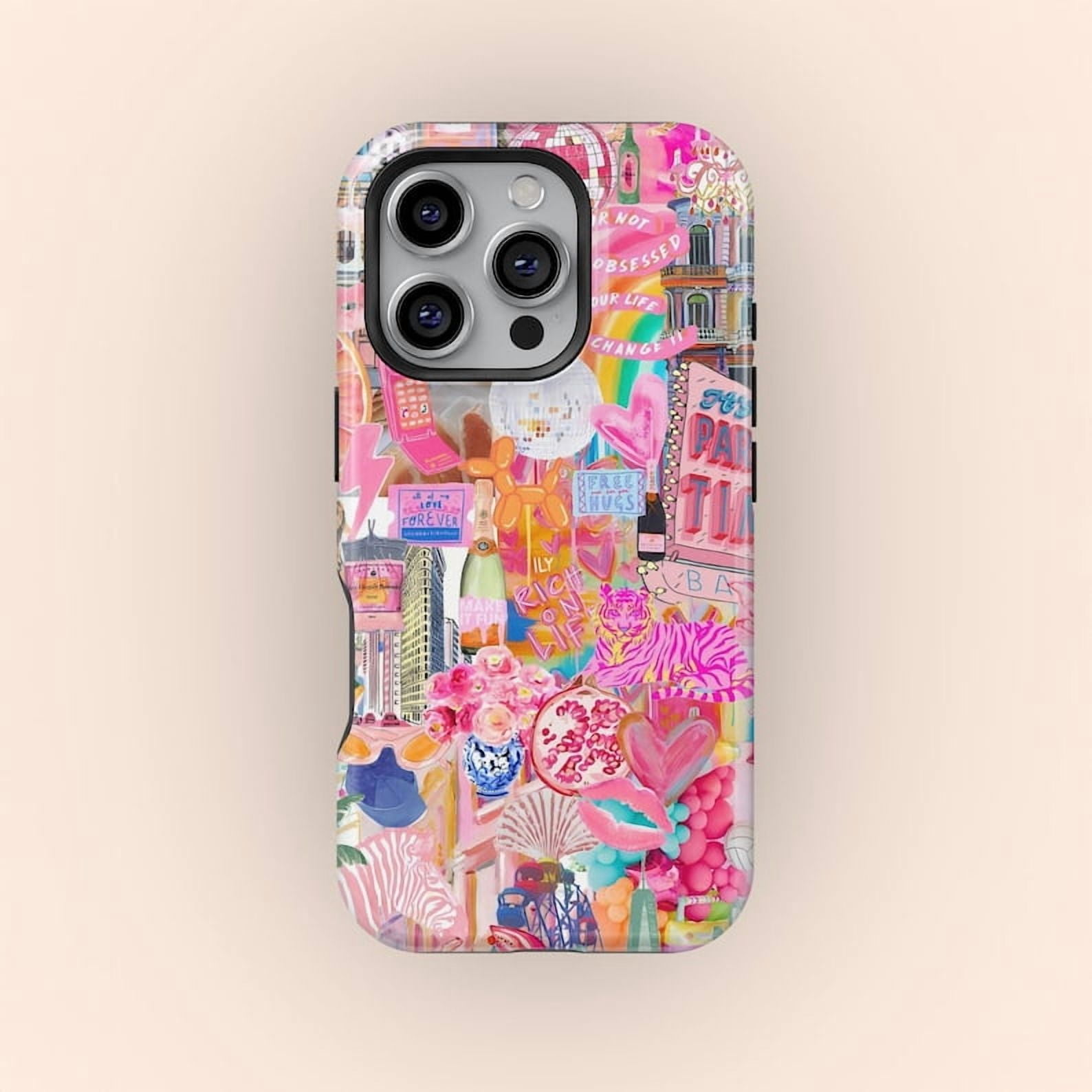 Animal Illustration Collage Phone Case for iPhone 11 12 13 14 15 16 Pro ...