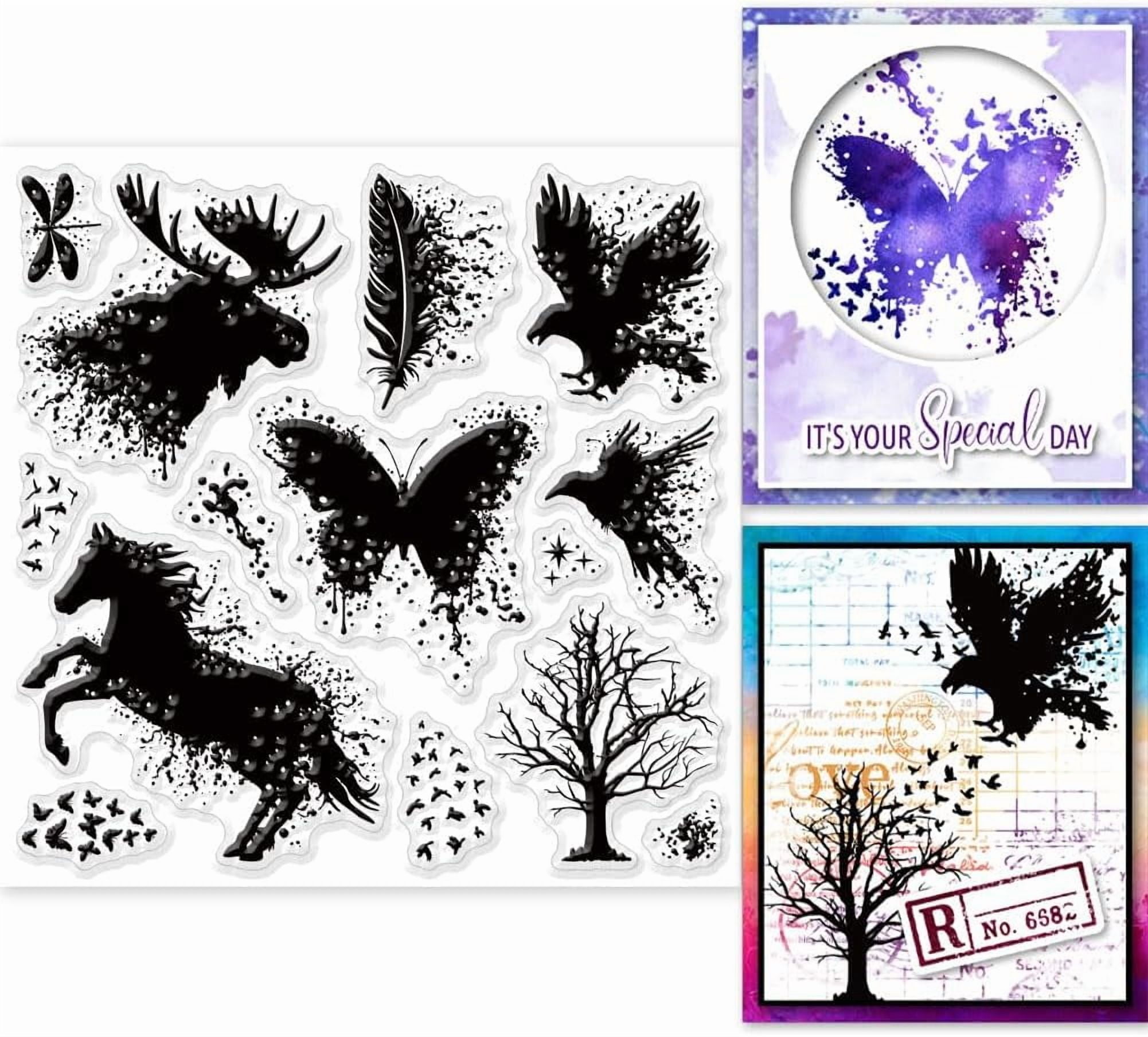 Animal Ink Splatter Clear Stamps for DIY Scrapbooking Animals ...