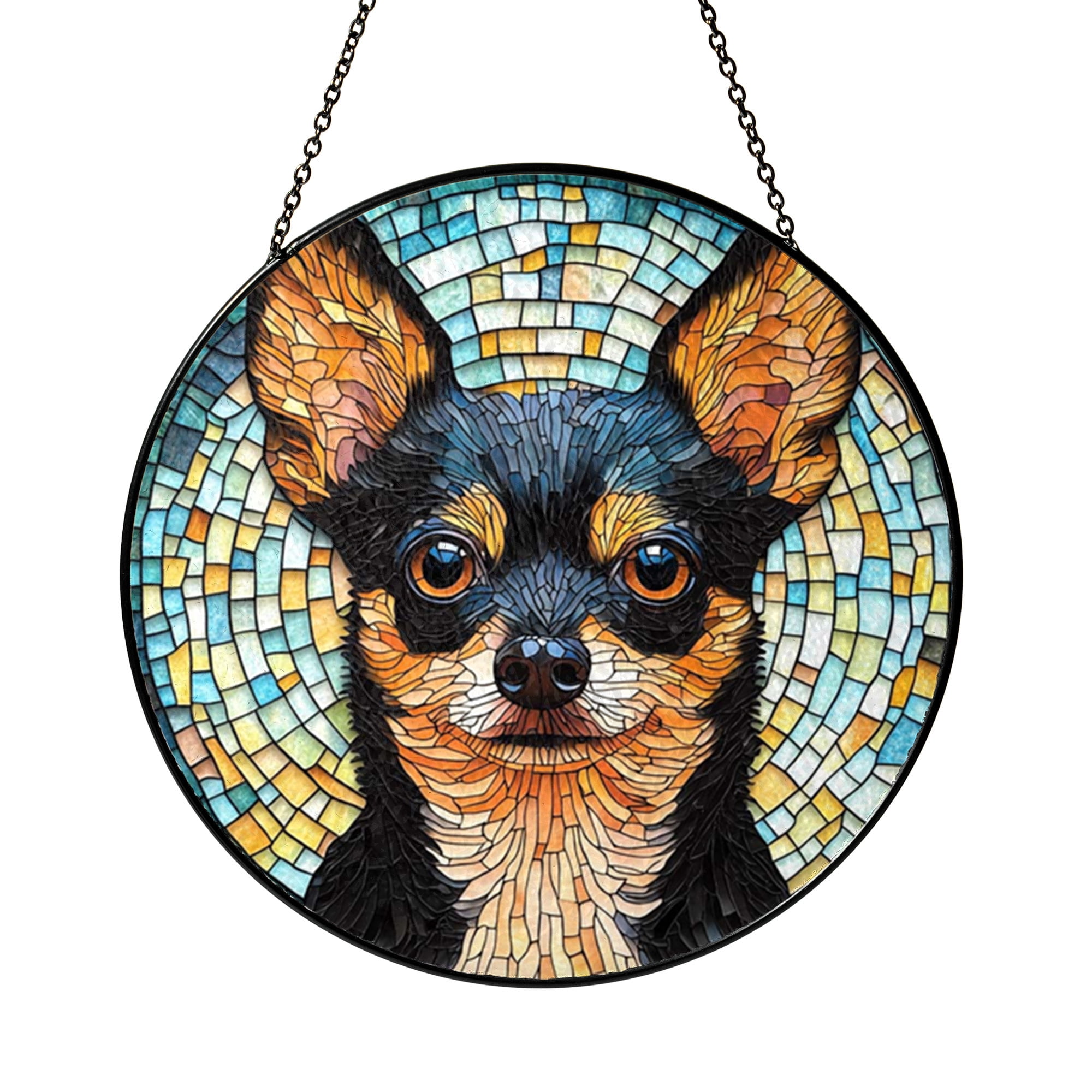 Animal Inspired Dog Glass Style Window Decor, Decorative Hanging Light ...