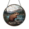 Animal Inspired Stained Glass Style Panel – Mountain Lake Window Decor ...