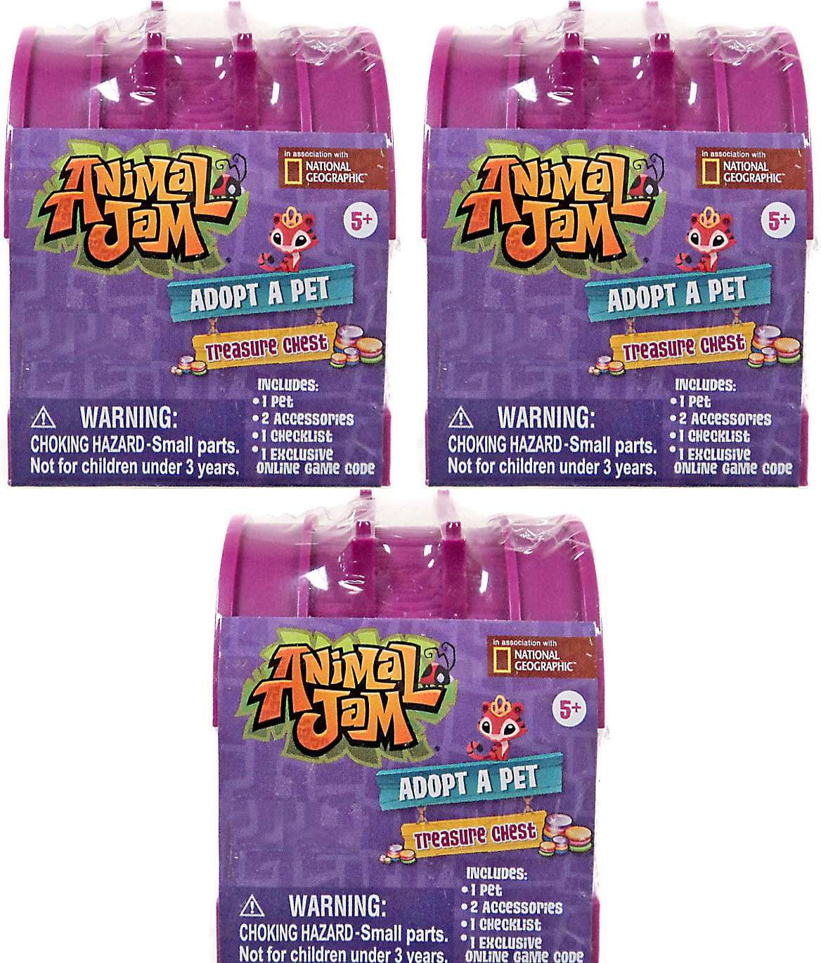 Animal Jam Adopt A Pet Treasure Chest LOT of 3 Mystery Packs (3 RANDOM ...