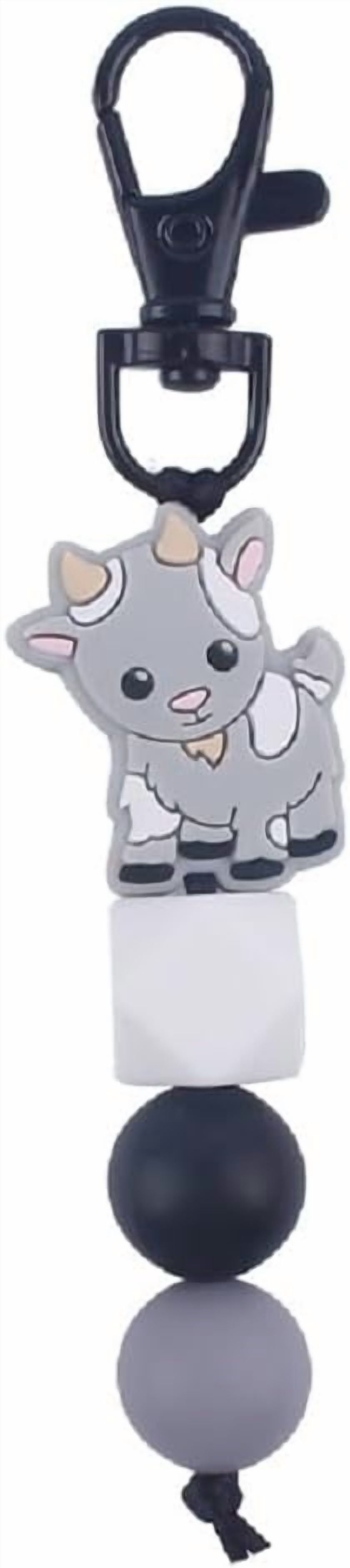 Animal Keychains for Backpack Accessories Cow Elk Silicon Bead Key ...