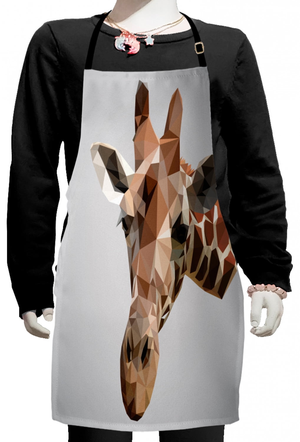 Animal Kids Apron, Safari Wildlife Creature Digital Giraffe Modern ...