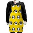 Animal Kids Apron, Smiling Panda Bear Heads and Little Heart on Yellow ...