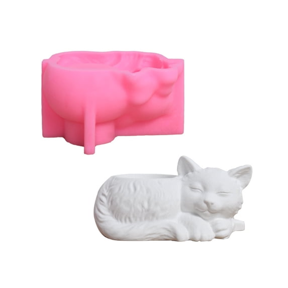 Animal Kitten Shape Candle Cup Silicone Mold Easy Demolding For Candle ...
