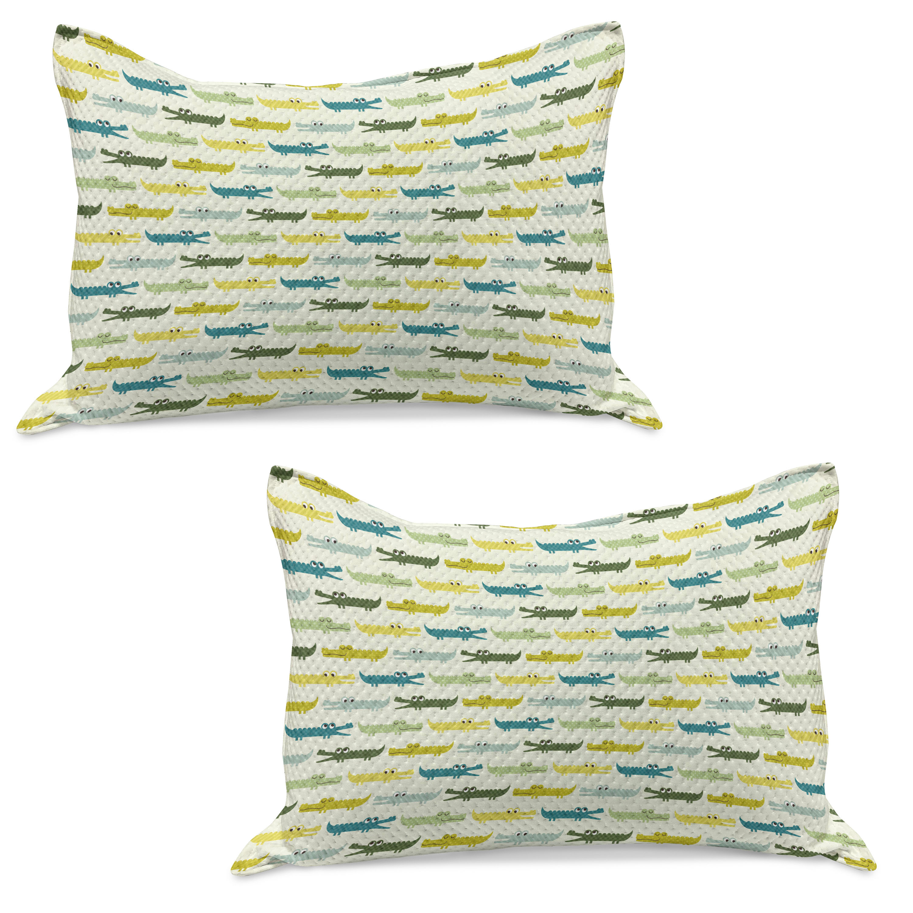 Animal Knitted Quilt Pillowcover Set of 2, Crocodile Characters in ...