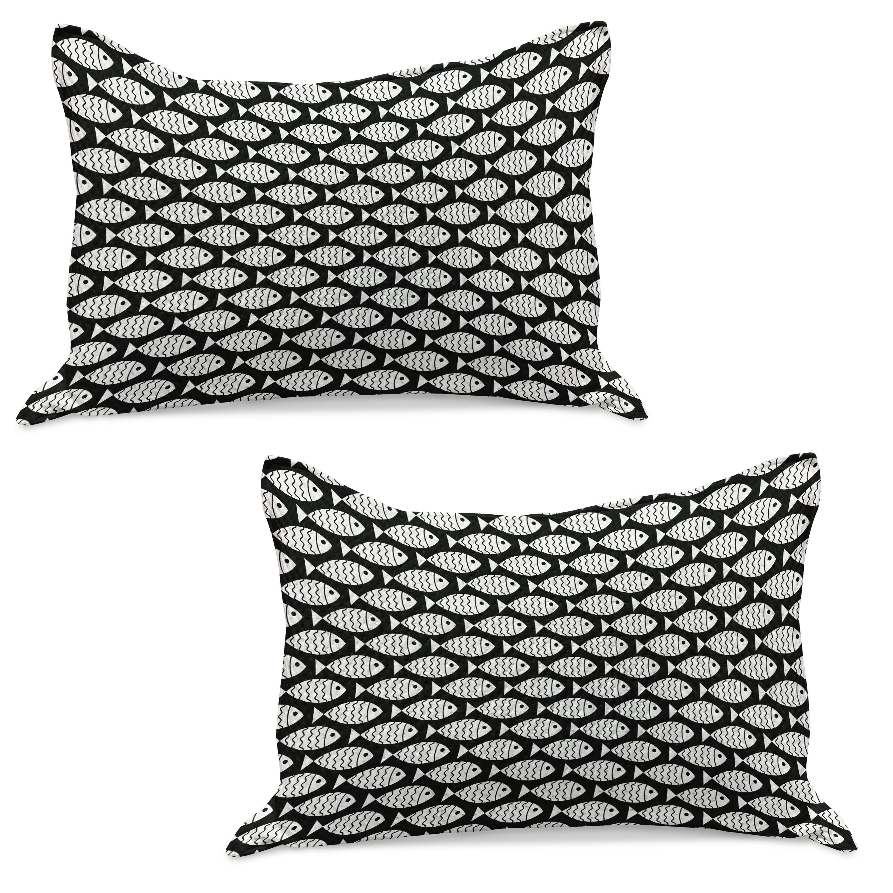 Animal Knitted Quilt Pillowcover Set of 2, Repeating Fish Pattern ...