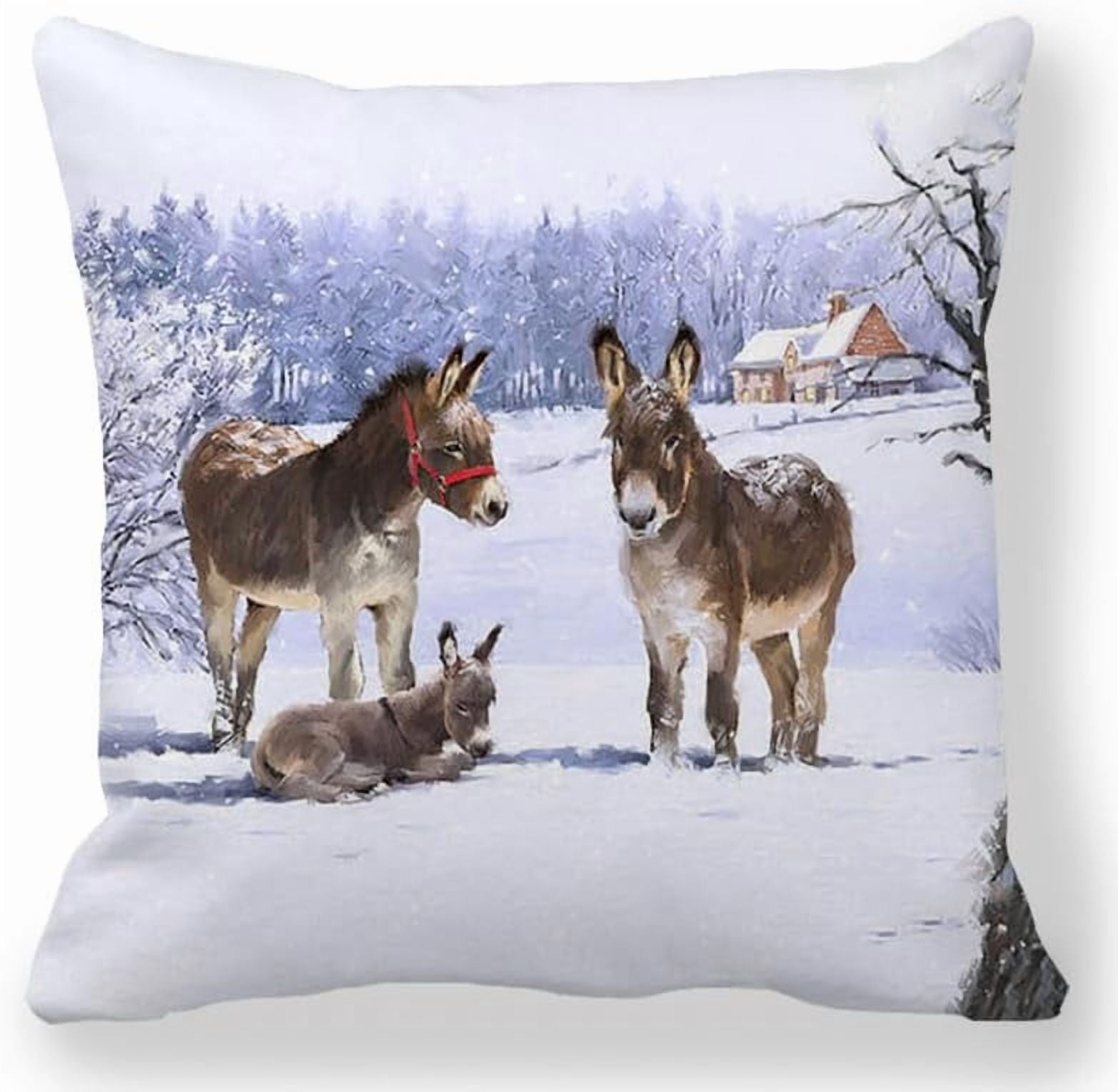 Animal Latch Hook Cushion Kit, Snow Scene And Donkey Knitting Kits ...