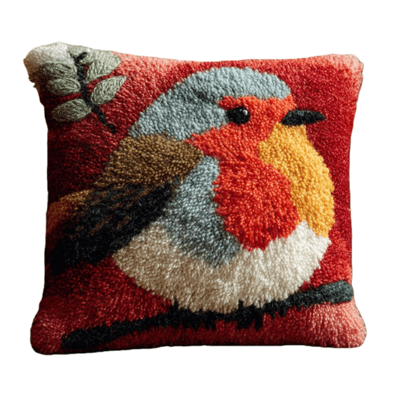 Animal Latch Hook Kit Cushion For Adults,Robin 17X17Inch,DIY Pre ...
