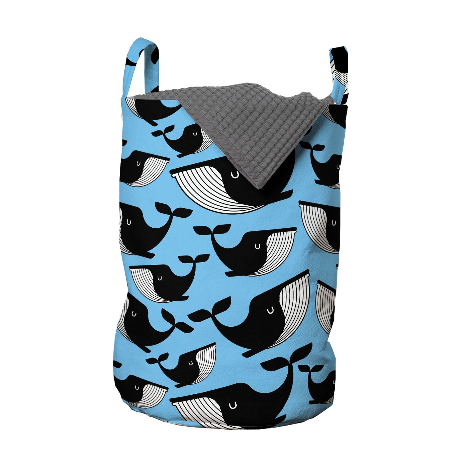Animal Laundry Bag, Cartoon Illustration of Whales Underwater Creature ...