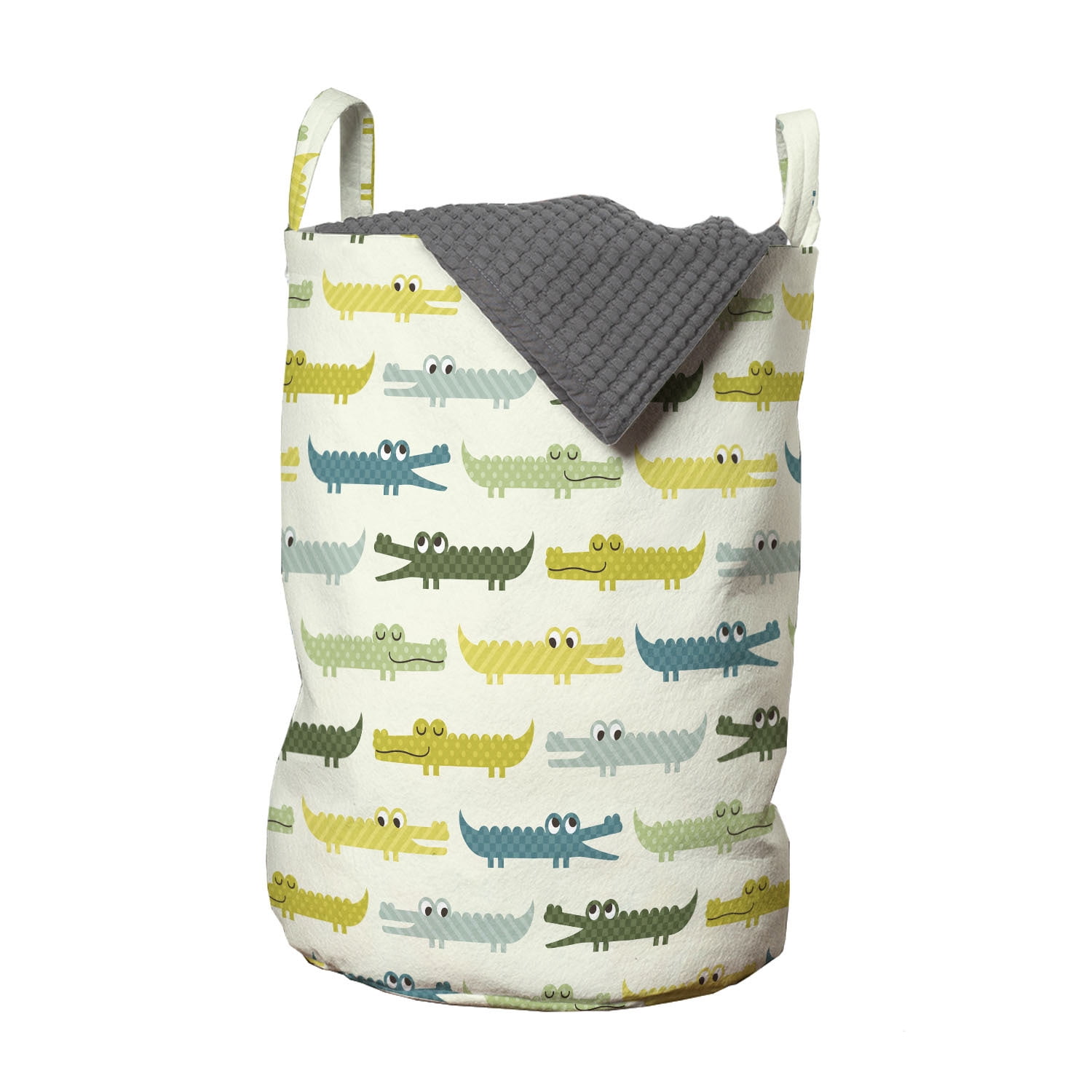 Animal Laundry Bag, Crocodile Characters in Cartoon Style Funny Faces ...