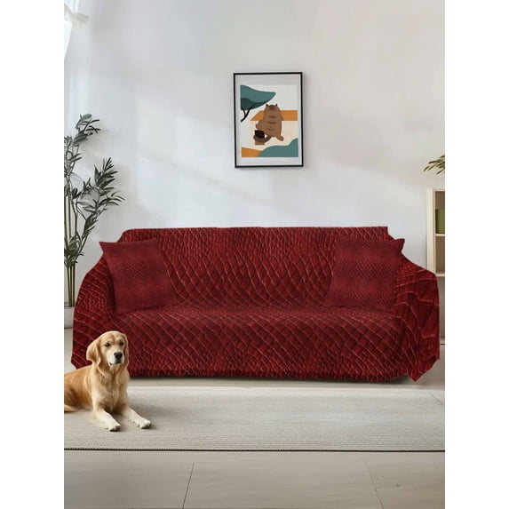 Animal Leather Pattern Couch Cover for 2 Cushion Sofa, Vintage ...