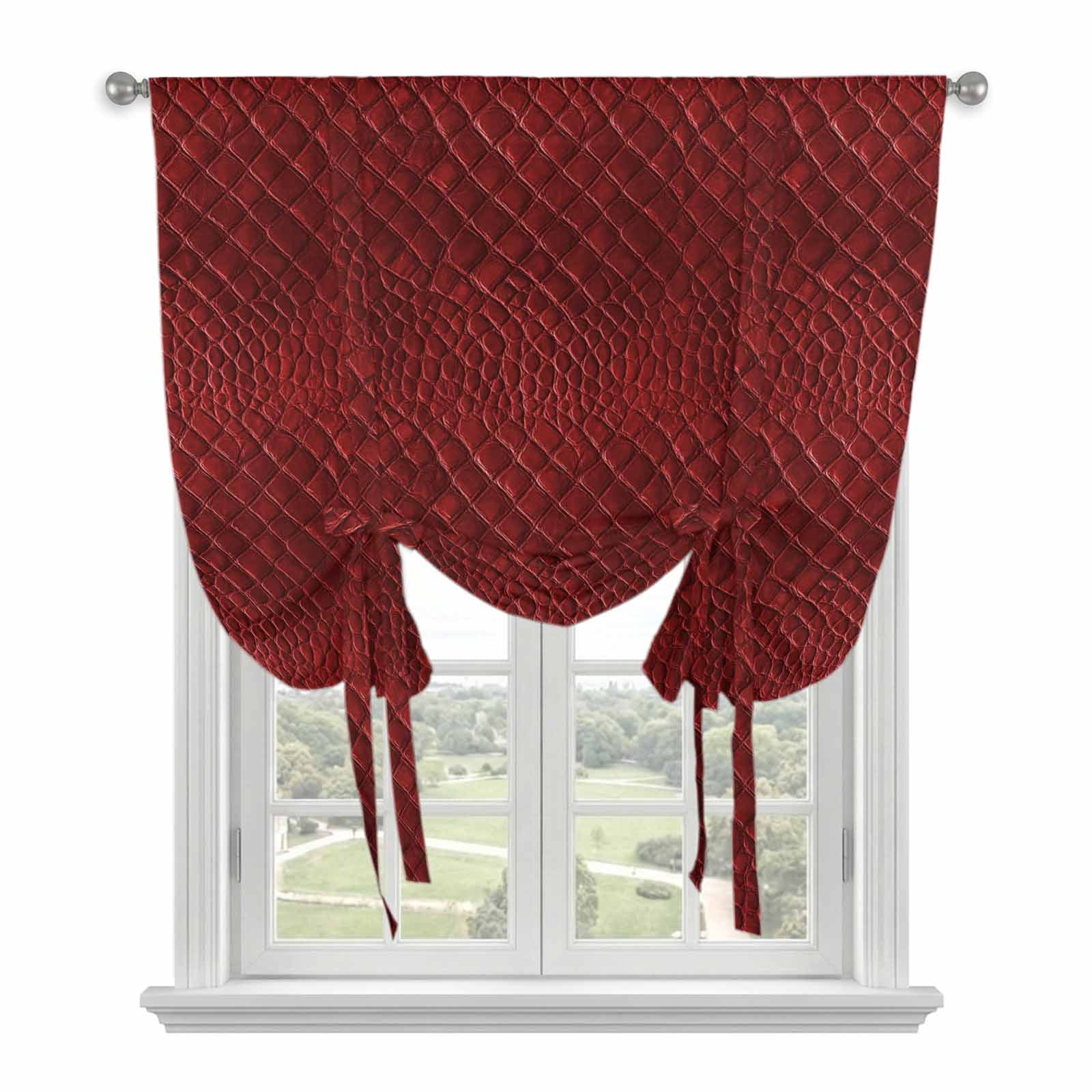 Animal Leather Pattern Tie Up Curtains 45 Inches Long, Kitchen Window ...