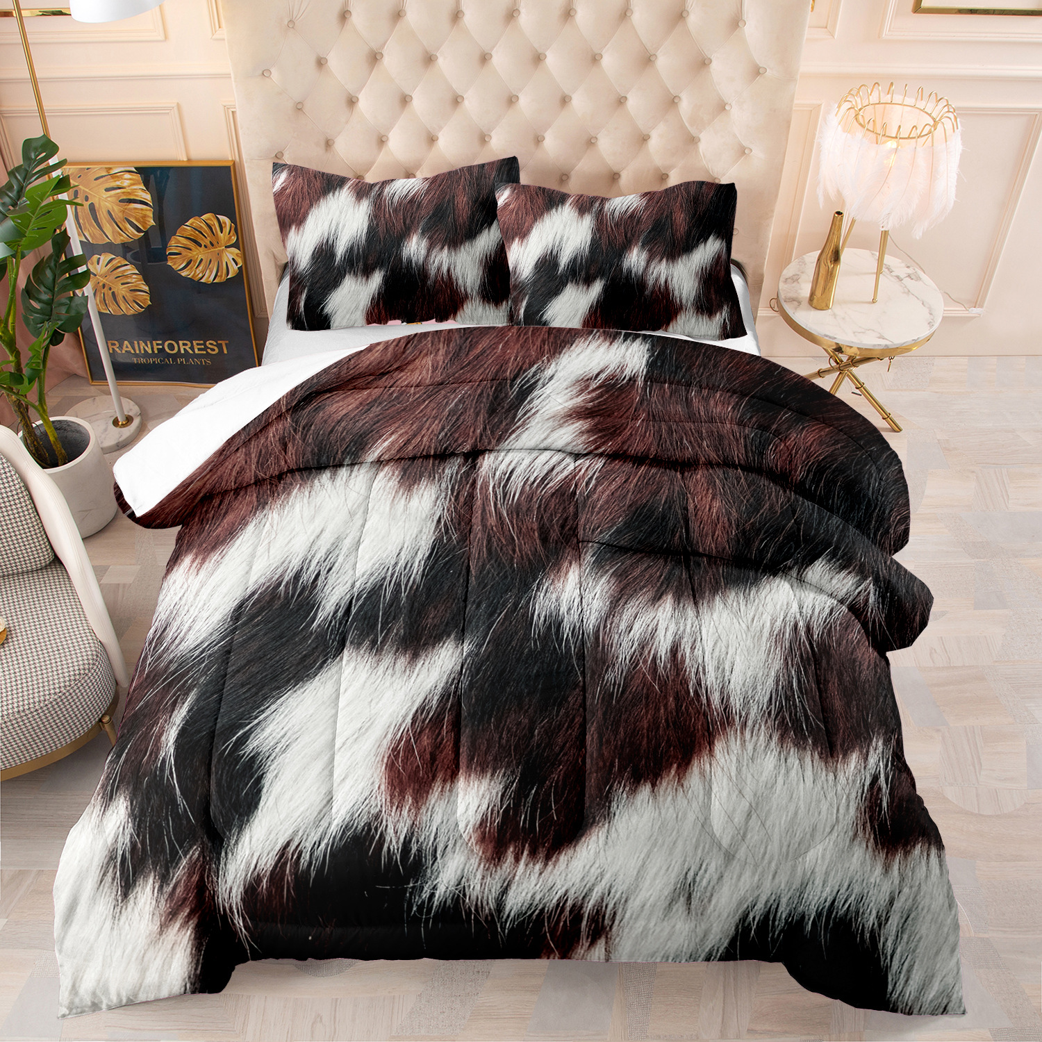 Animal Leopard Cow Pattern Quilt Digital Printing Feather Silk Quilt ...
