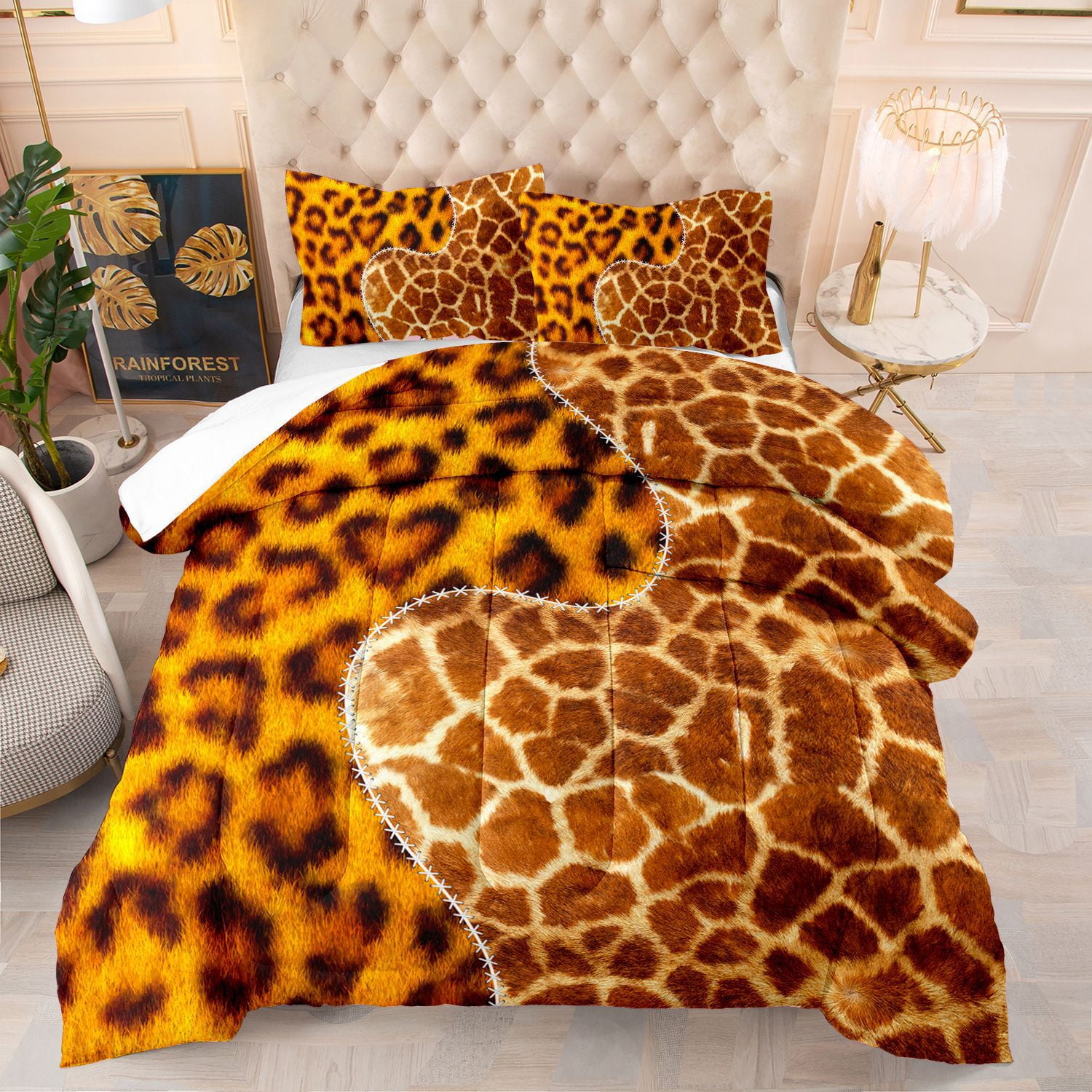Animal Leopard Cow Pattern Quilt Digital Printing Feather Silk Quilt ...