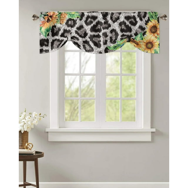 Animal Leopard Flower Sunflower Window Valance Curtain Kitchen Cafe ...