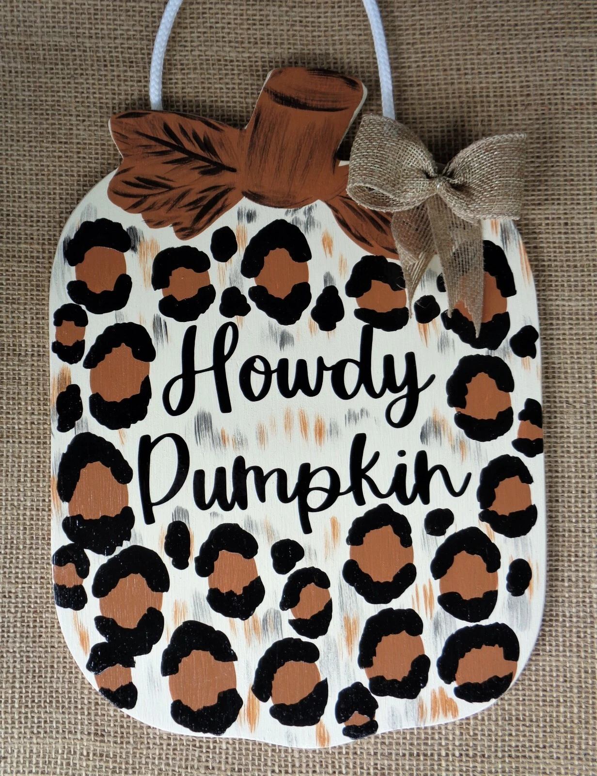 Animal Leopard Print Howdy Pumpkin Autumn Sign Wall Door Hanger Plaque ...
