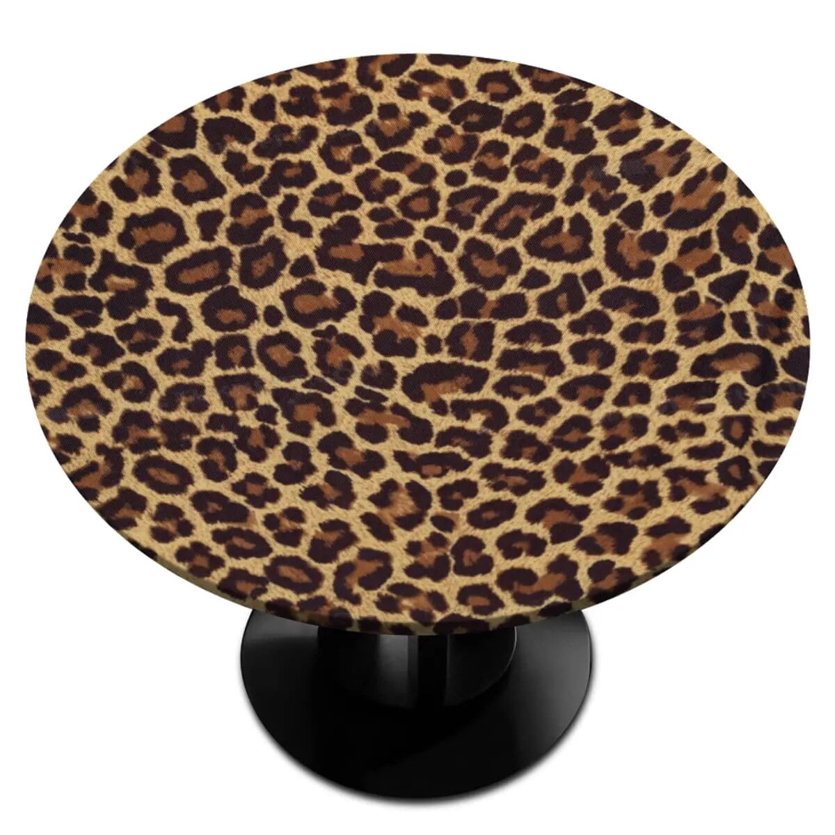 Animal Leopard Round Fitted Tablecloth with Elastic Edged Table Cover ...