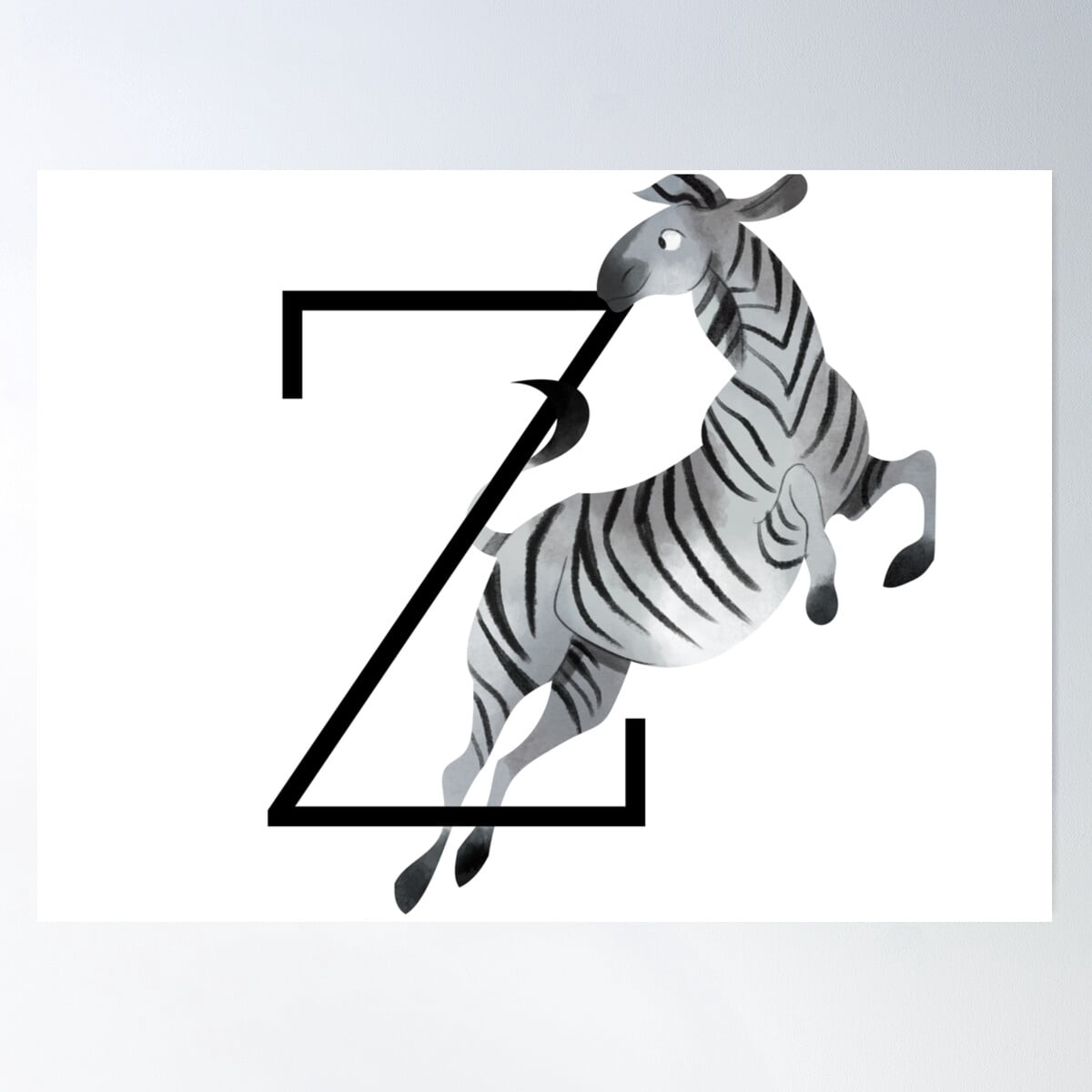 Animal Letter Z For Zebra Poster Wall Art, Modern Wall Decor For Living ...