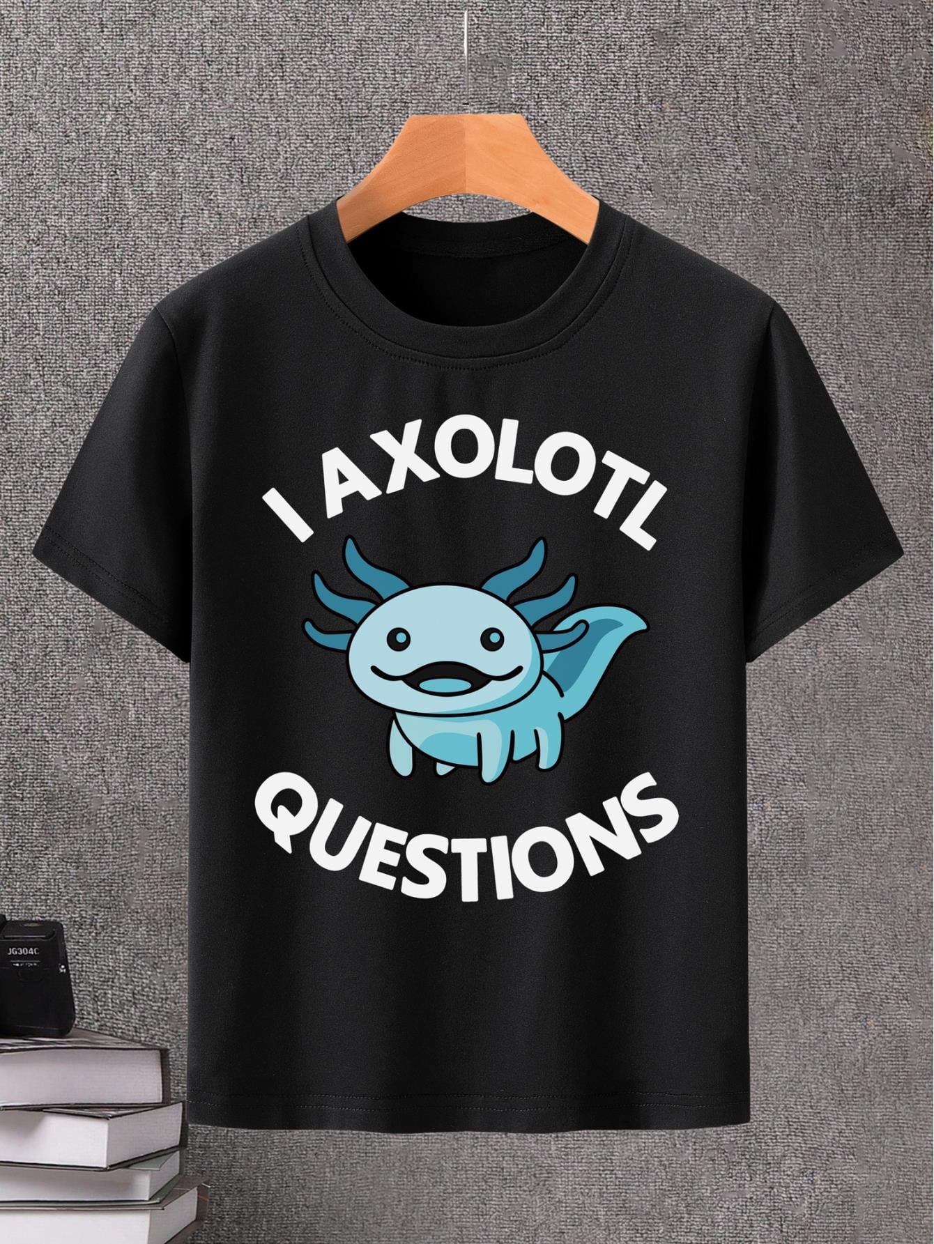 Animal Lover| Boys' "I Axolotl Questions" Cartoon Dinosaur Print ...