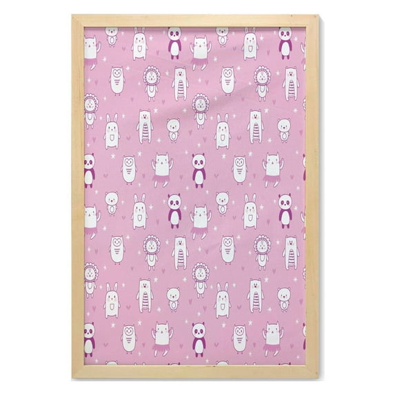 Animal Lover Wall Art with Frame, Funny Animals on Pink Background with ...