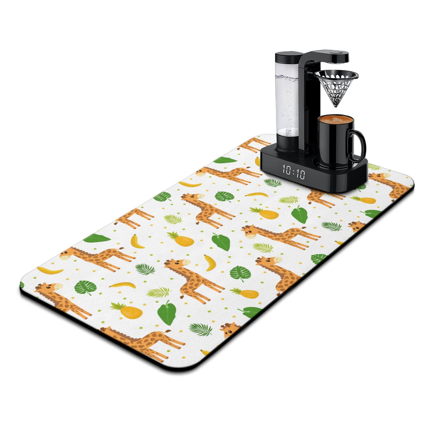 Animal Lovers Coffee Bar Mat Giraffe Skin Texture Absorbent Mat for ...