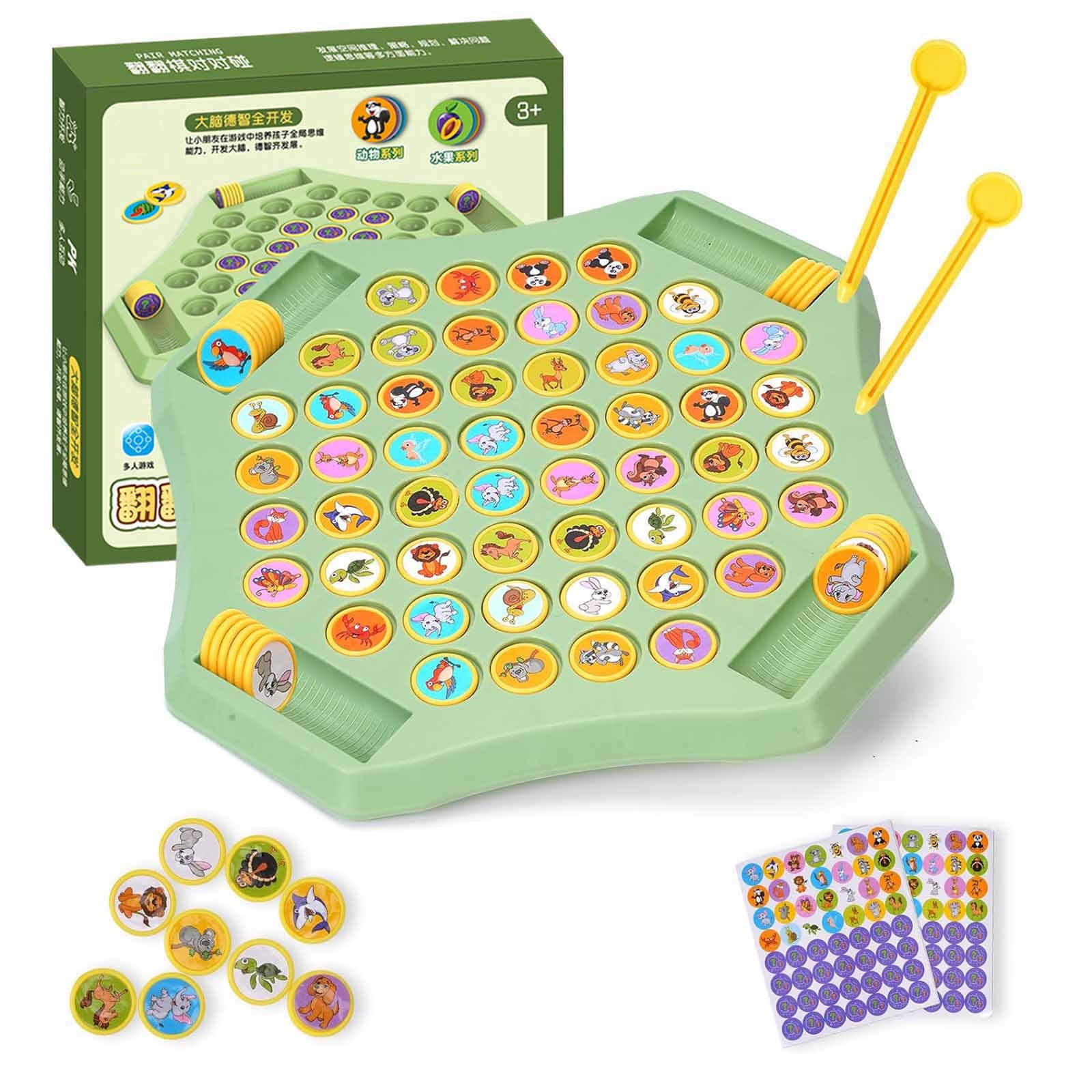 Animal Memory Matching Game - 58-Piece Flip Tiles with Animal & Fruit ...