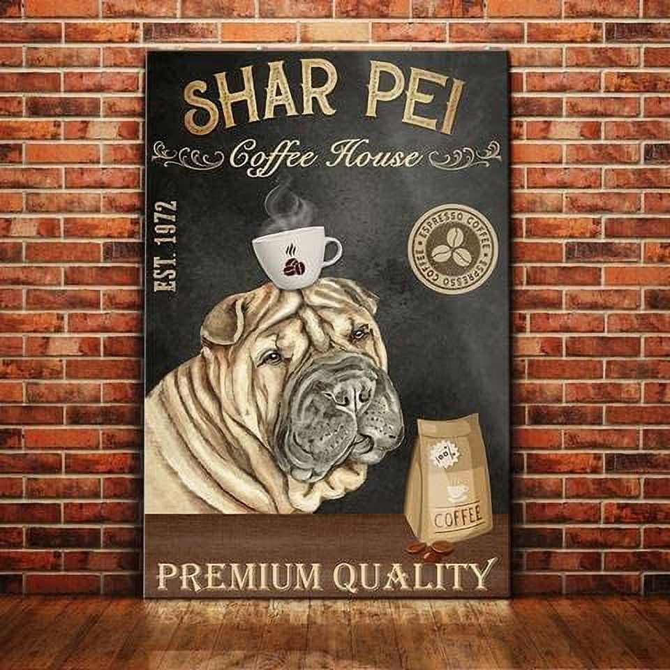Animal Metal Yard Art Shar Pei Dog Coffee House Sign Vintage Tin Signs ...