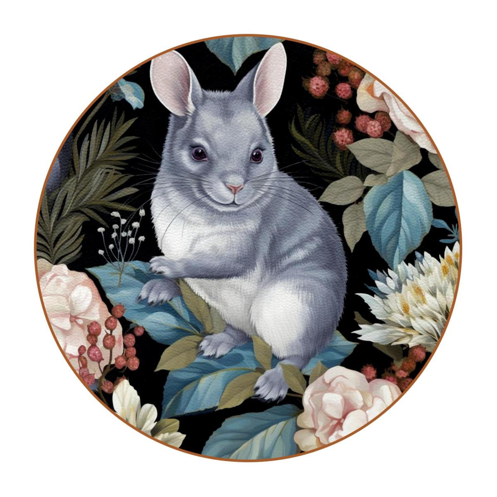 Animal Microfiber Leather Round Coasters (6PCS) - 11x11 cm/4.3x4.3 in ...