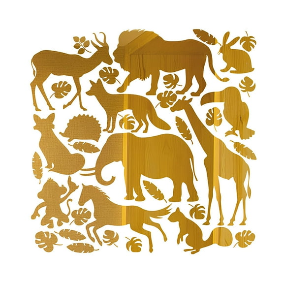Animal Mirror Wall Sticker Elephant Giraffe Mirror Decals DIY Sticker ...