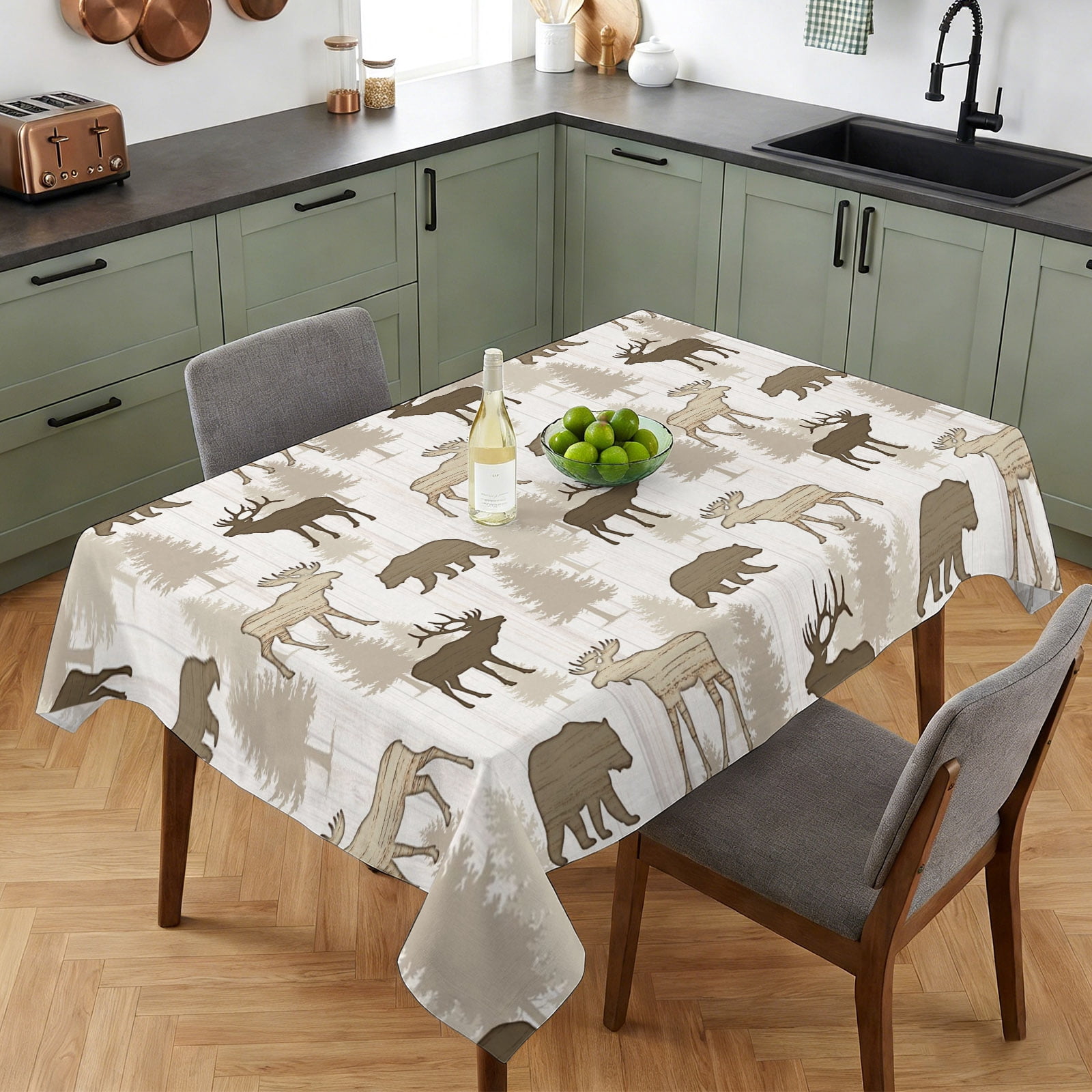 Animal Moose Bears Table Cloth 52x70in, Waterproof Rectangle Tablecloth ...