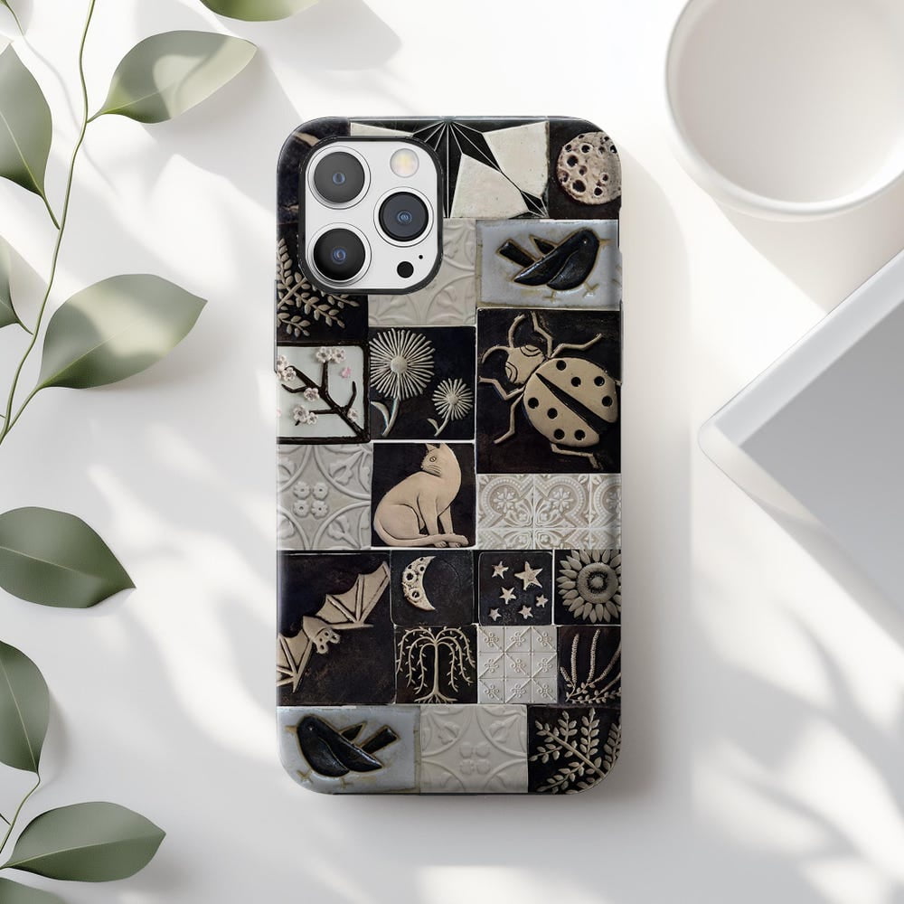 Animal Mosaic Tile Cat Bird Ceramic Phone Case 17 16 15 14 13 12 11 Pro ...