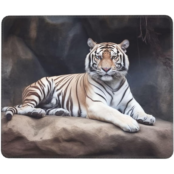 Animal Mouse Pad 10 x 12 Inch Tiger on Rock Design with Non-Slip Rubber ...