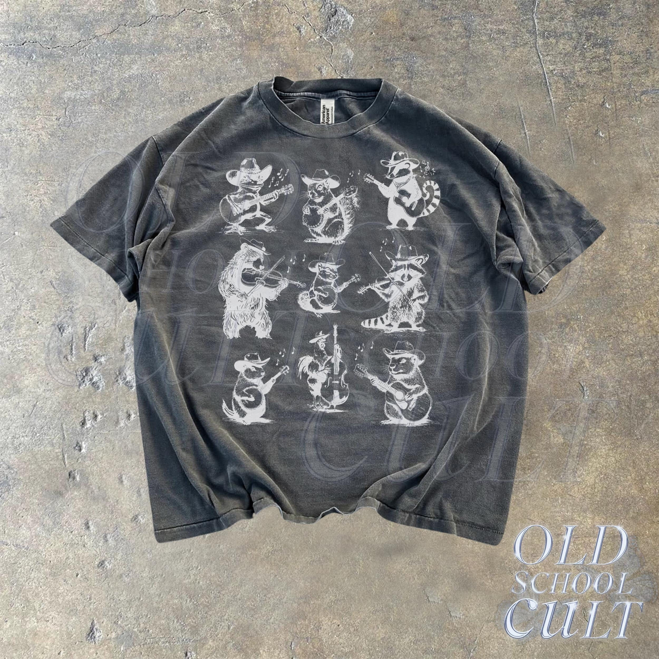 Animal Musicians 90s Tattoo Style Tshirt, Retro Animal Music Lovers ...